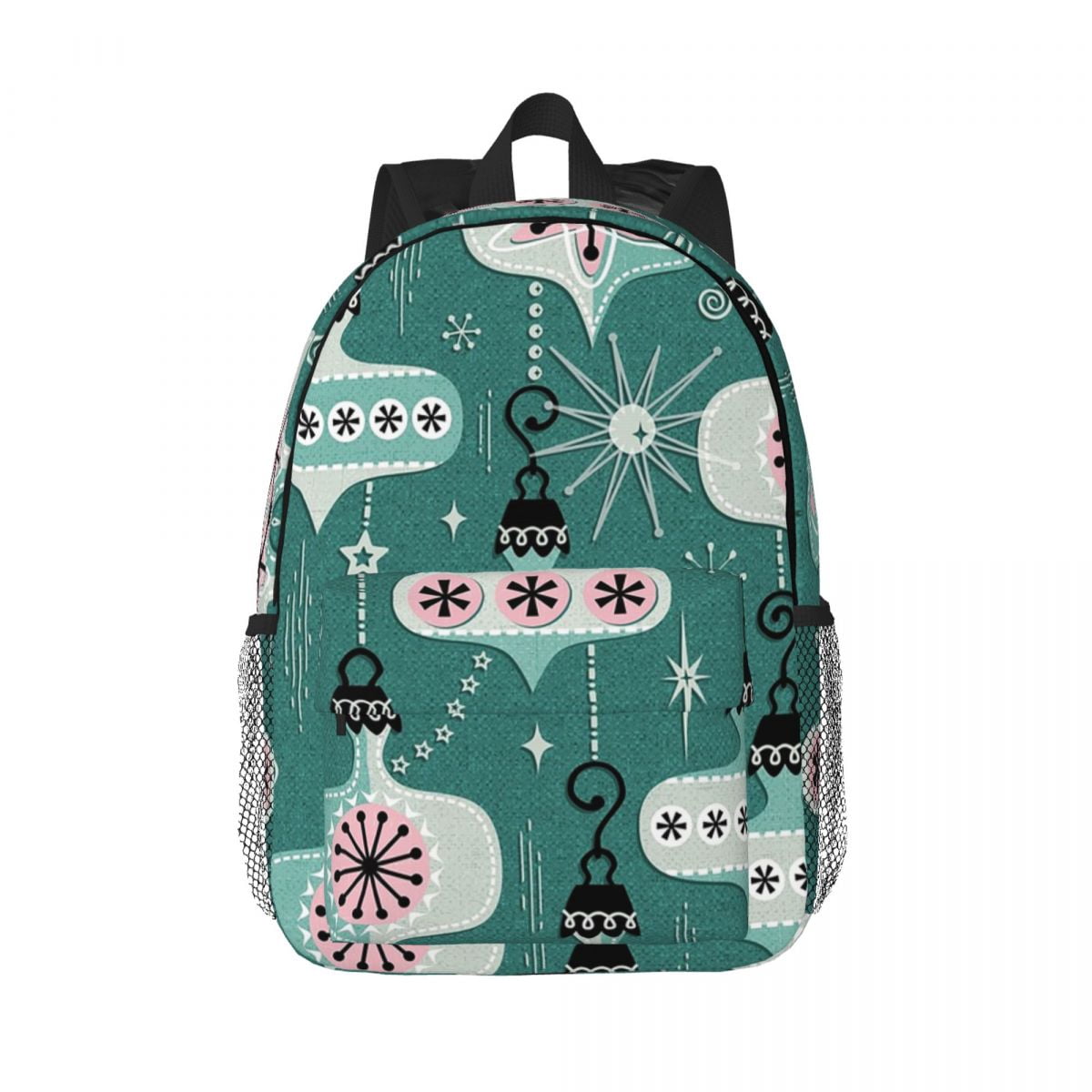 Atomic Age Christmas Ornaments On Teal Studioxtine Backpacks s Bookbag ...