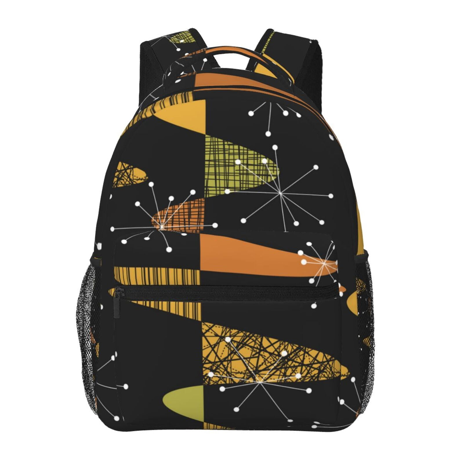 Atomic Age Geometric Mid Century Backpack Casual College Bag Zipper ...