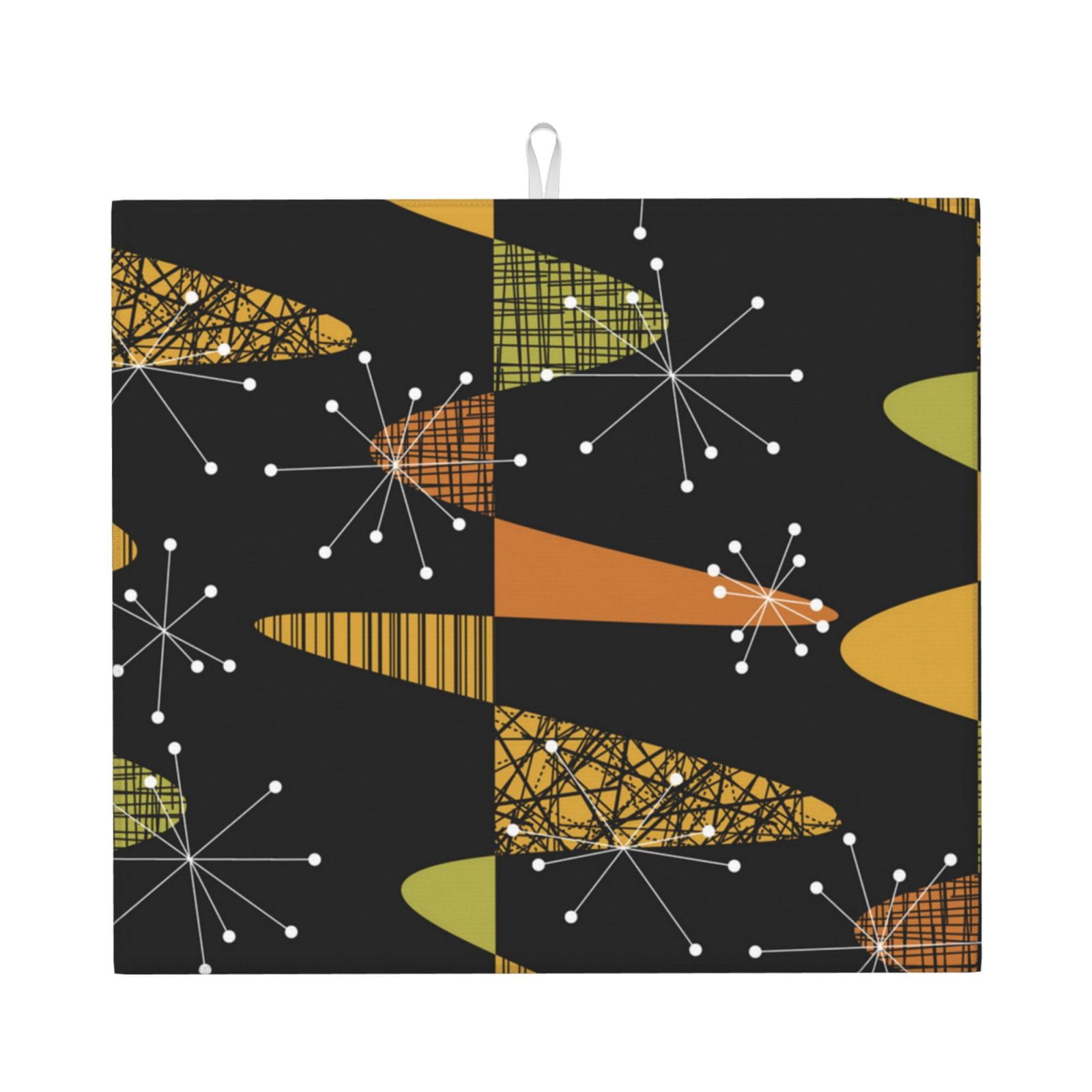 Atomic Age Geometric Mid Century Kitchen Drying Mat 18x16 Inch Ultra ...