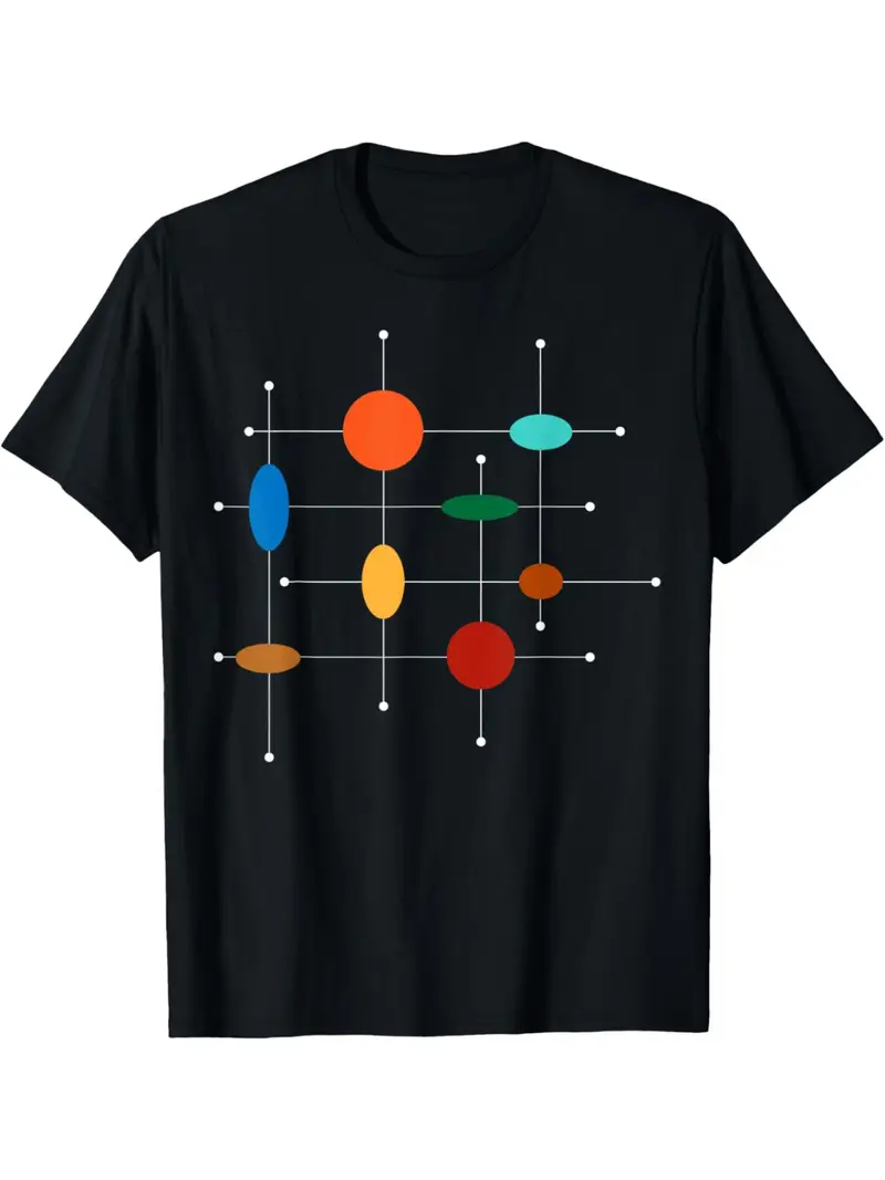 Atomic Age Mid-Century Modern Graphic T-Shirt - Small Black Retro ...