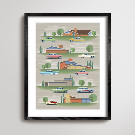Atomic Architecture And Classic Cars Print, Unframed Paper Poster ...