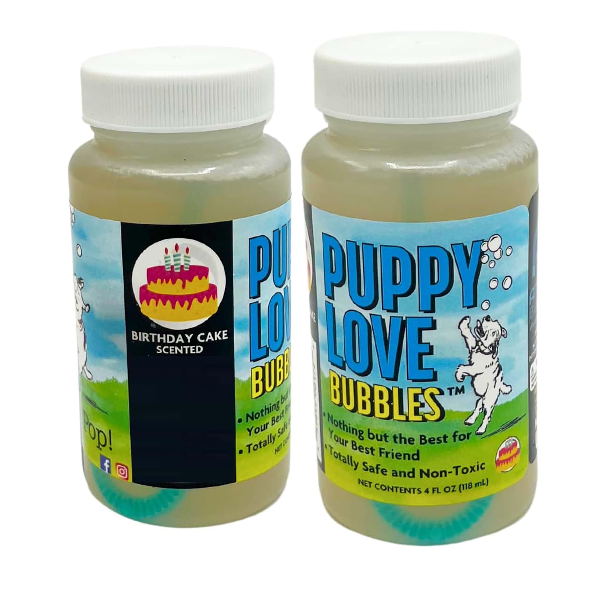 Atomic Bubbles: Puppy Love Bubbles: Birthday Cake Scented 2 Pack - 4oz Bottles, Dog Interactive ...