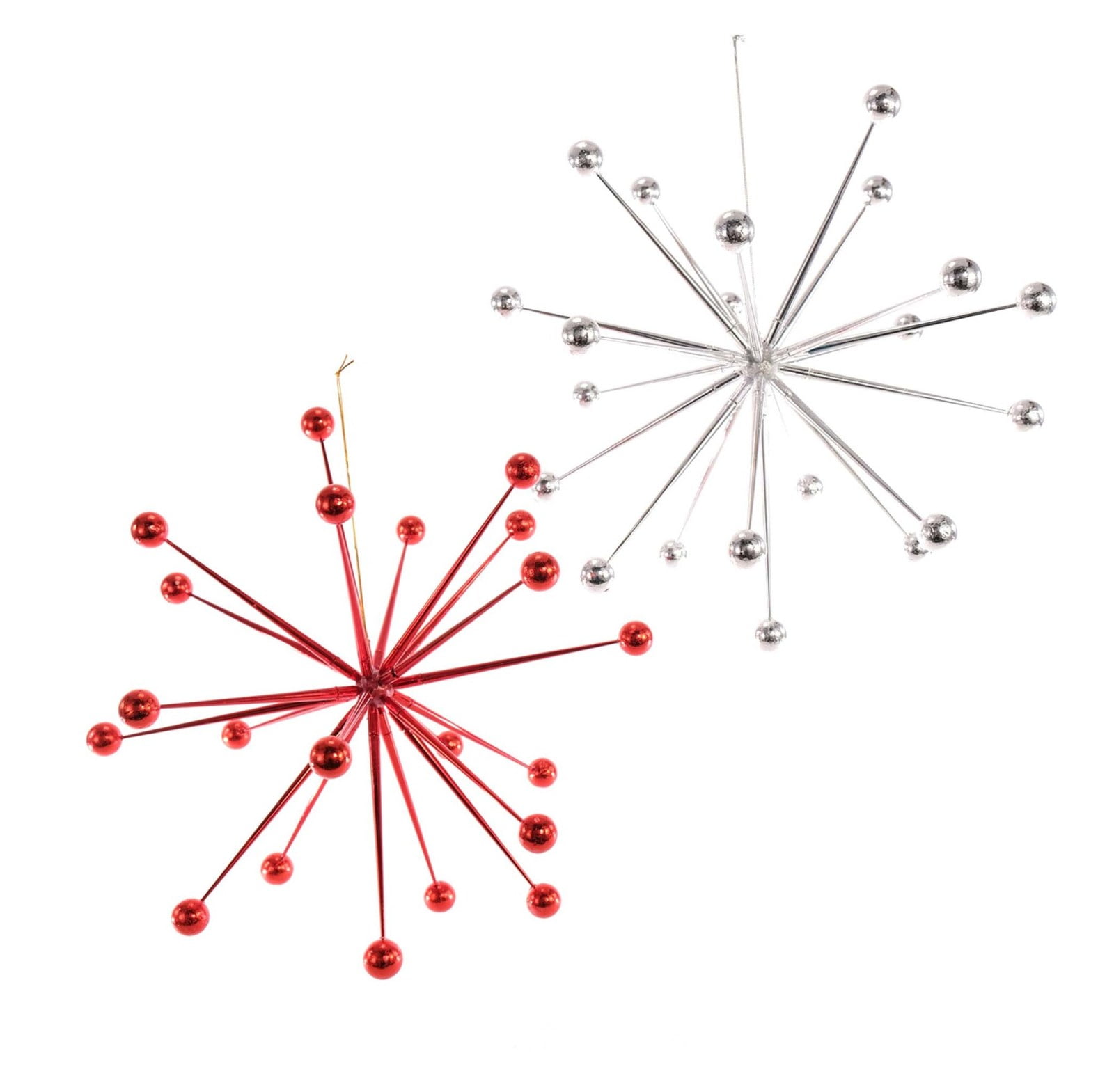 Atomic Bursts Red Silver Christmas Holiday Hanging Figurines 17 Inches ...