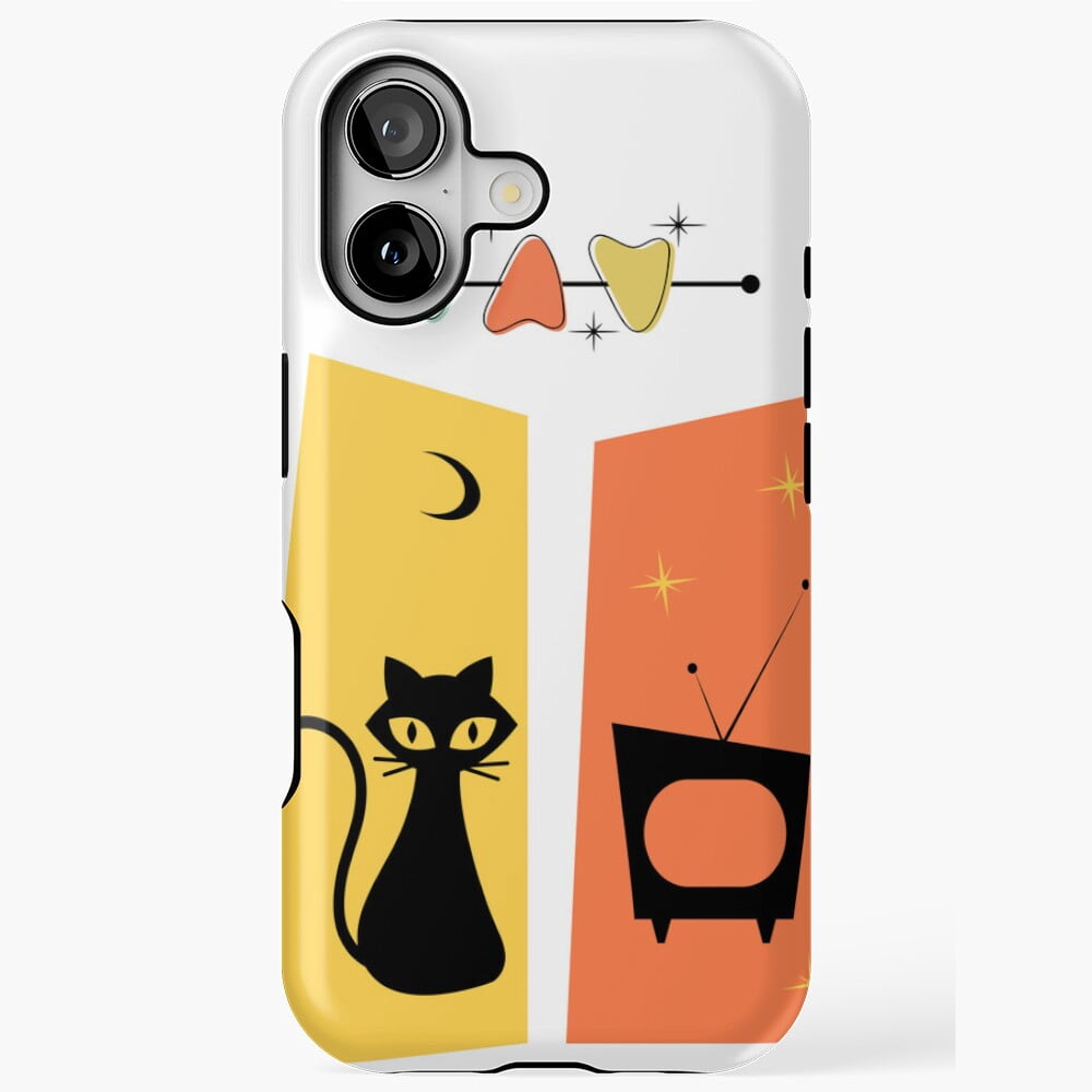 Atomic Cat Retro Vintage Mid Century Modern Feline Design Phone Case ...