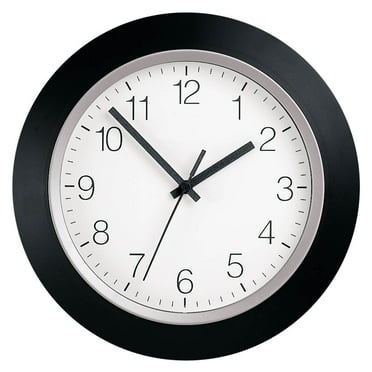 "Sharp 12"" Atomic Wall Clock, Battery Operated, Matte Black Modern ...