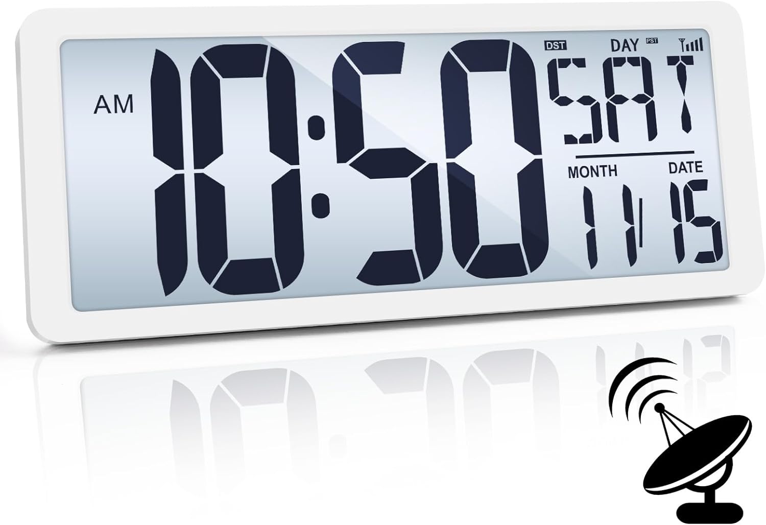 Atomic Clock with Backlight, 14.2" Digital Wall Clock Large Display ...