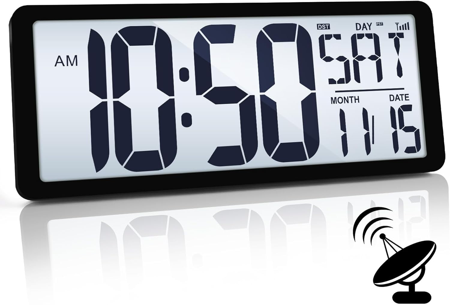 Atomic Clock with Backlight, 14.2" Large Digital Wall Clock Battery ...