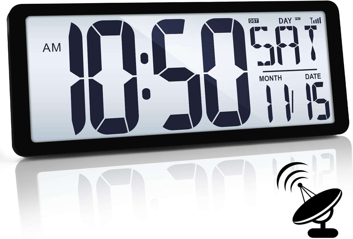 Atomic Clock with Backlight, 14.2" Large Digital Wall Clock Battery ...