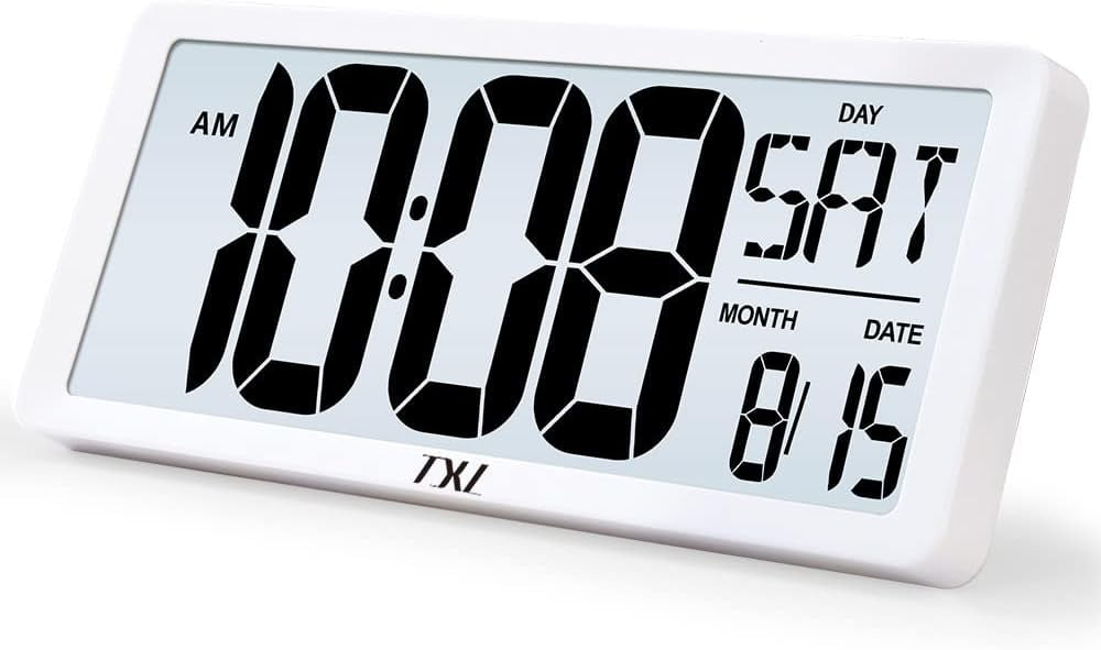 Atomic Clock with Backlight, 14.2" Large Digital Wall Clock Battery ...