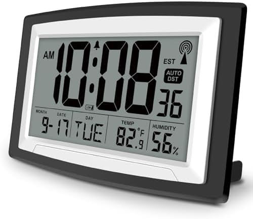 Atomic Clock with Indoor Temperature and Humidity, 12.5 Inch Self ...