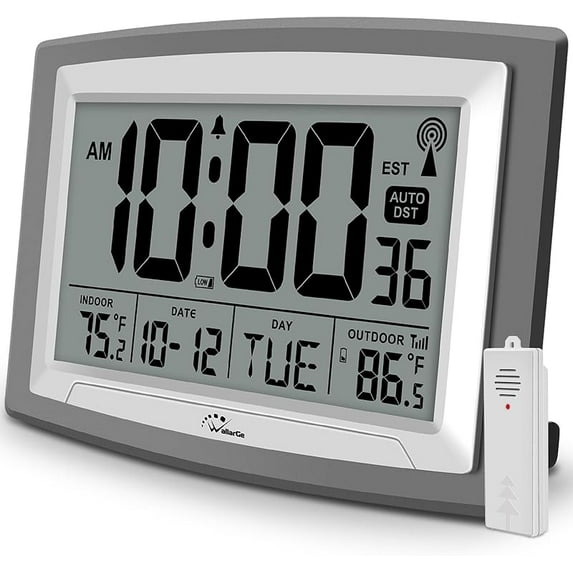 MY Atomic Clock with Outdoor and Indoor Temperature - 12.5 Inch Self ...