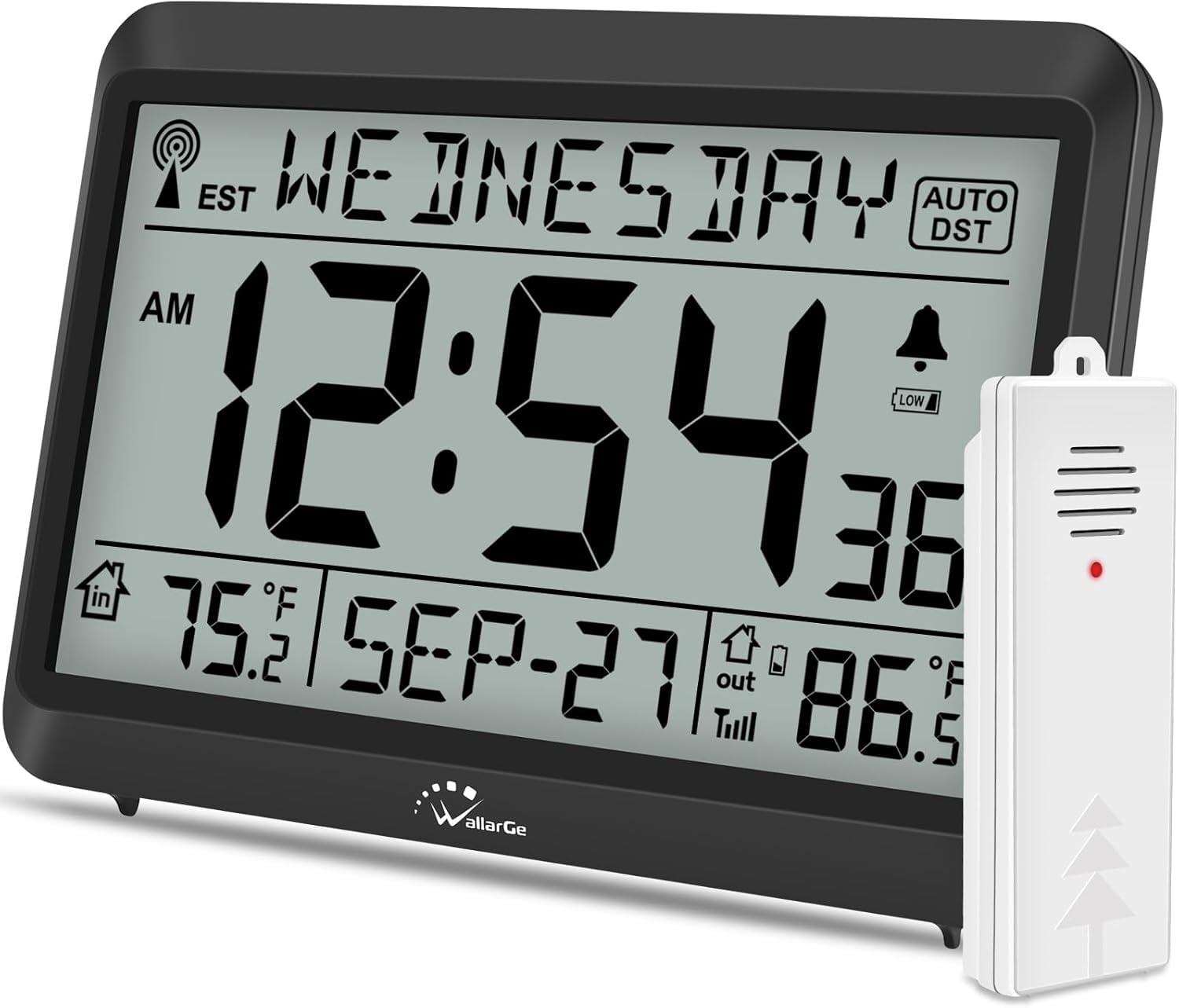 Atomic Clock with Outdoor and Indoor Temperature - Self-Setting Digital ...