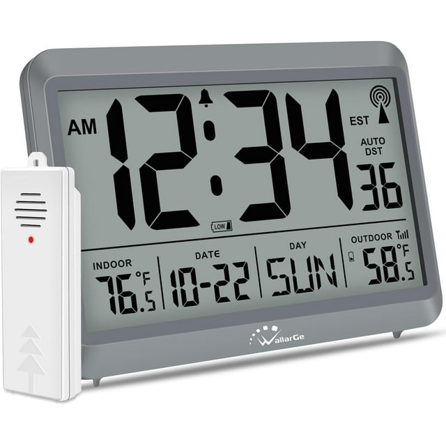 Atomic Clock with Indoor Outdoor Temperature - 8.5'' Digital Clock ...