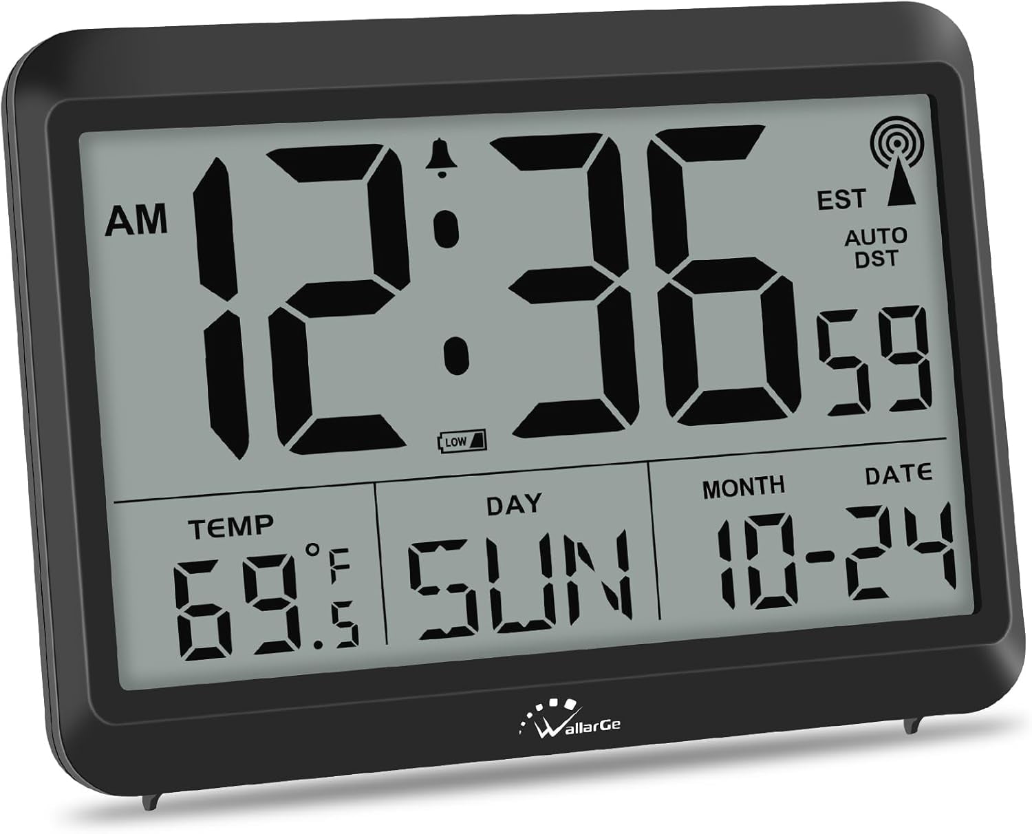 Atomic Digital Wall Clock Battery Operated, Self-Setting, Large Display ...