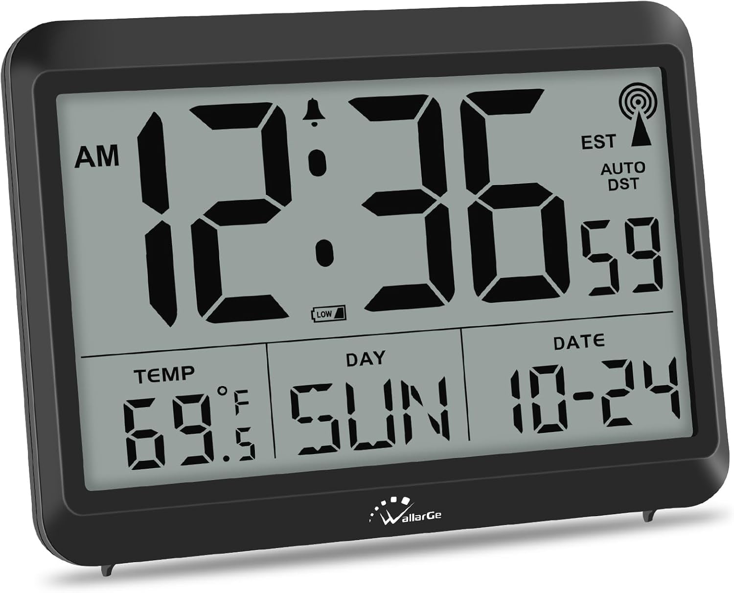 Atomic Digital Wall Clock Battery Operated, Self-Setting, Large Display ...