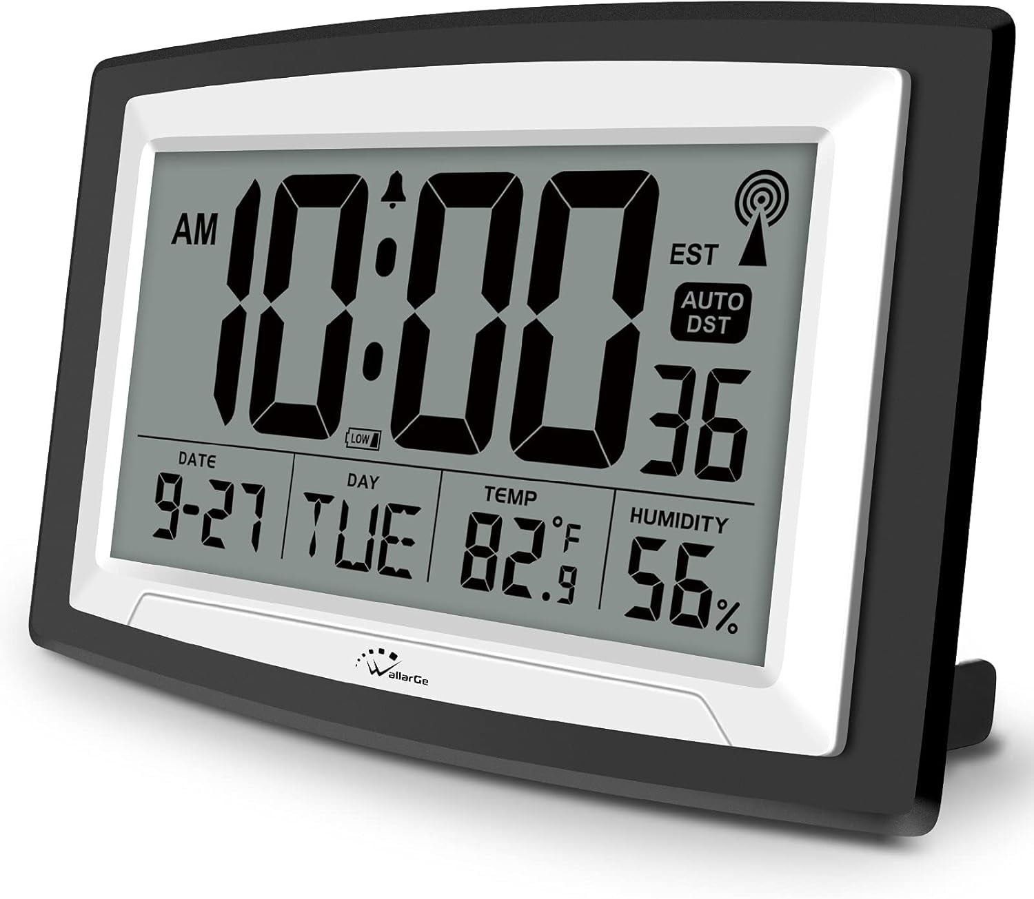 Atomic Digital Wall Clock Battery Operated, Self-Setting, Large Display with Temperature, Date ...