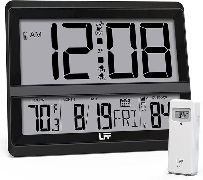 Atomic Digital Wall Clock w/ Black Stainless Side Panels - Walmart.com