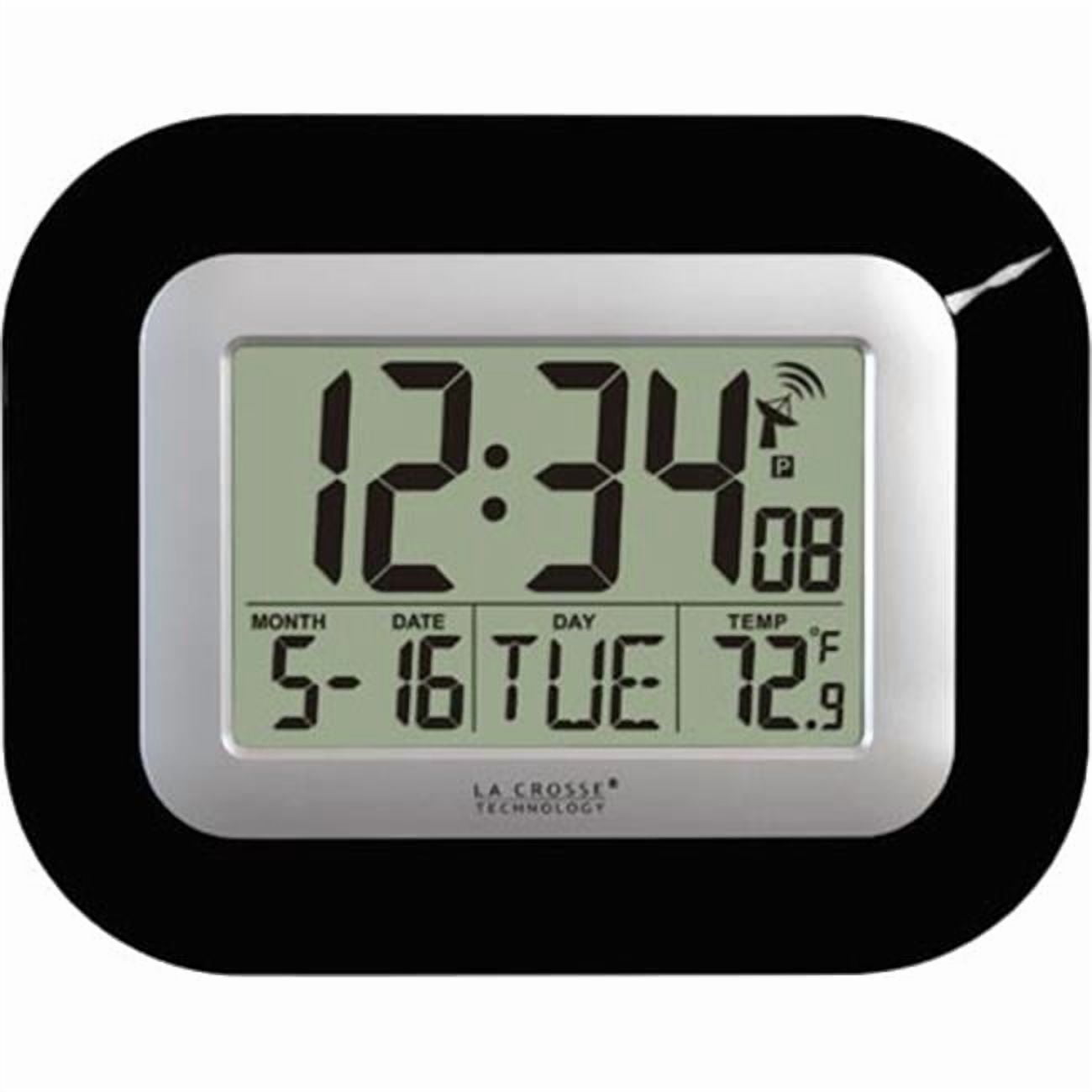 Atomic Digital Wall Clock with IN Temp and Date-Black - Walmart.com