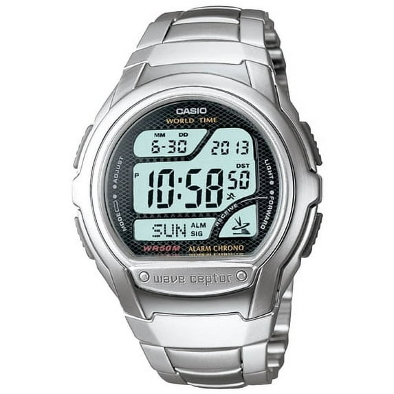 Casio Men's Atomic Digital Sport Watch, Silver Stainless Steel, Water ...