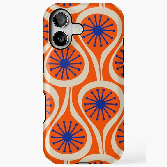Atomic Drops Orange Blue Beige Retro Mid Century Pattern Phone Case 17 ...