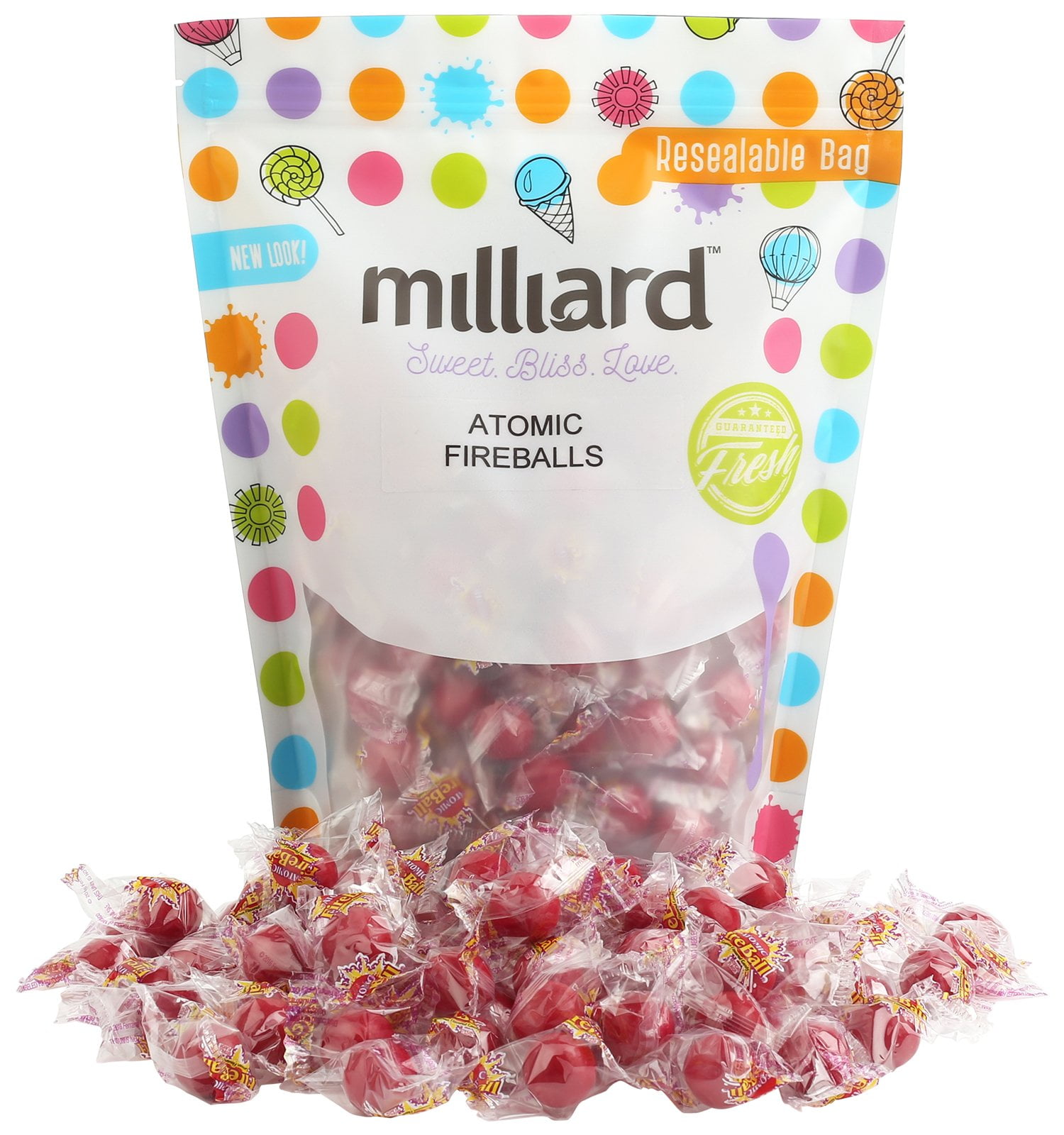 Atomic Fireballs Medium Size- Wrapped - 2 Lb.- Bulk Candy - Resealable ...