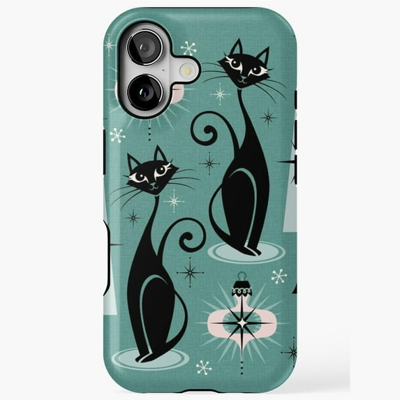 Atomic Kitty Retro Mid Century Holiday Art iPhone Case with iPhone 17 ...