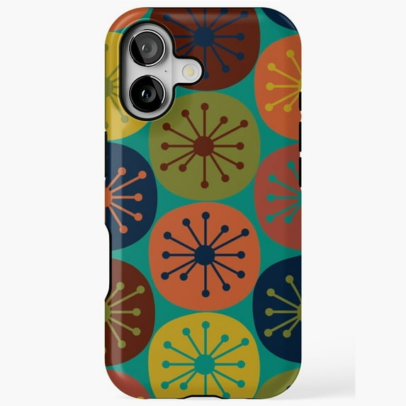 Atomic Retro Teal Olive Mustard Orange Abstract Dot Pattern Art Phone ...