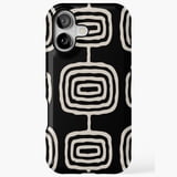 Atomic Rings Pattern 654 Black Linen White Mid Century Phone Case 17 16 ...