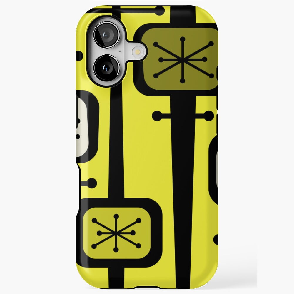 Atomic Space Age Geometric Bright Yellow Mid Century Phone Case with ...