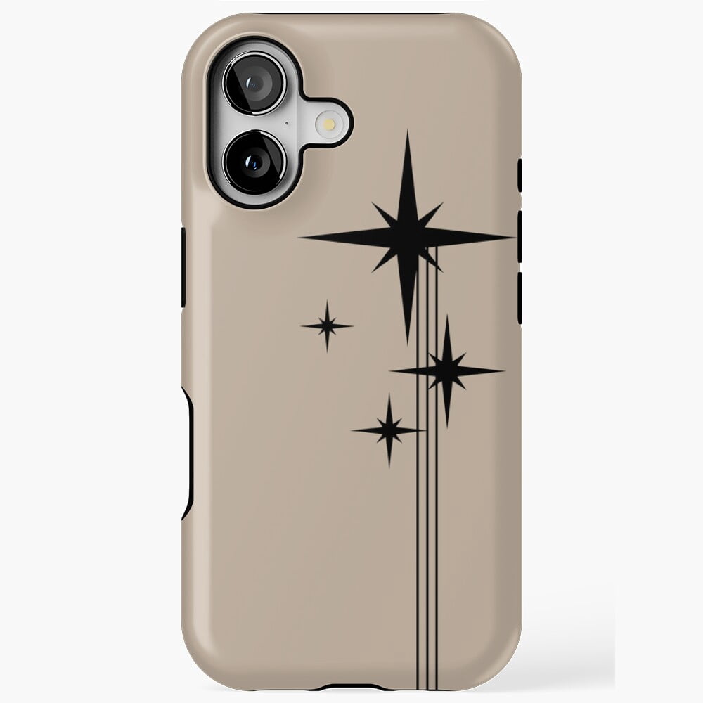 Atomic Starbursts Beige Taupe Black 1950s Retro Vintage Phone Case with ...