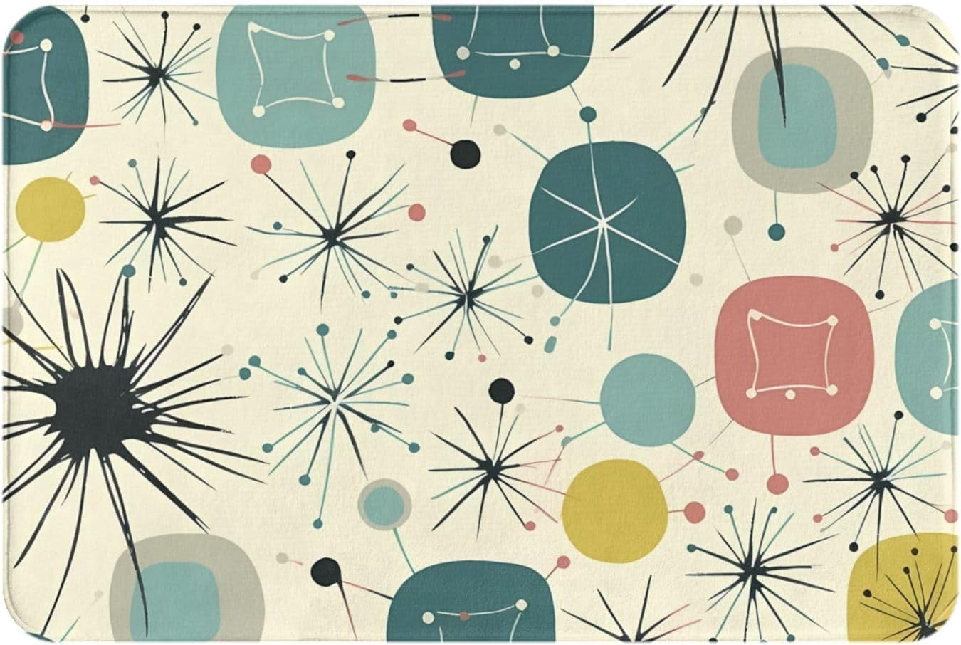 Atomic Stars Pattern Doormat 16 x 24 Inch Non-Slip Absorbent Soft ...