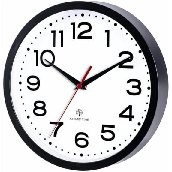 Atomic Wall Clock 12 Inch, Modern Clock Battery Operated Classic Analog ...