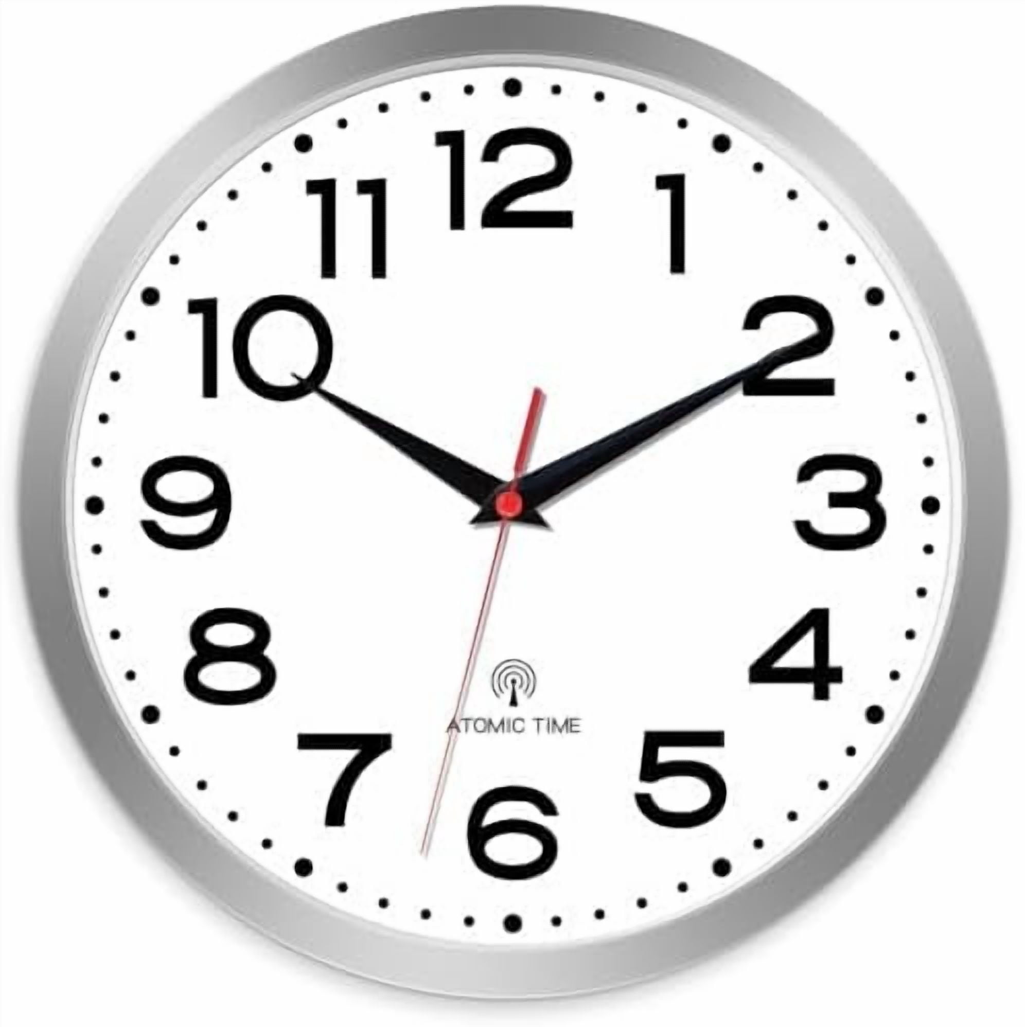 Atomic Wall Clock 12 Inch, Modern Clock Battery Operated Classic Analog ...