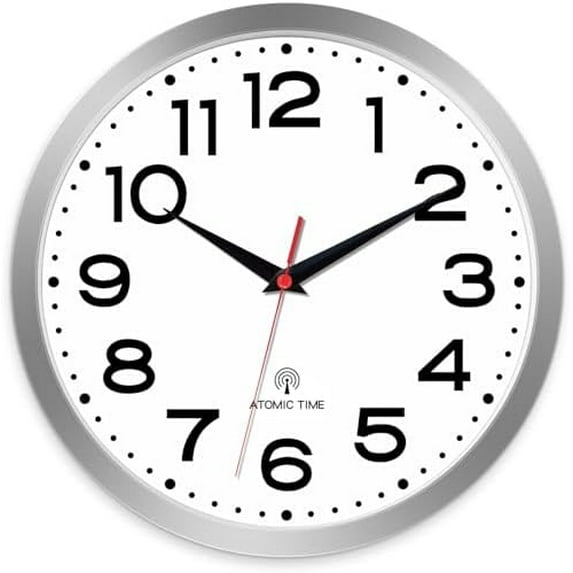 Atomic Wall Clock 12 Inch, Modern Clock Battery Operated Classic Analog ...