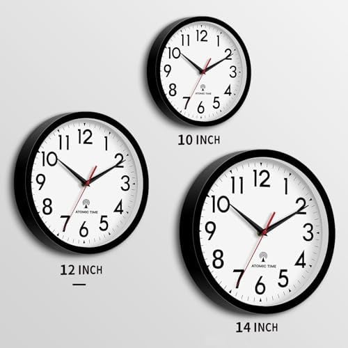 Atomic Wall Clock Analog 14 Inch Battery Operated Modern Decorative for ...