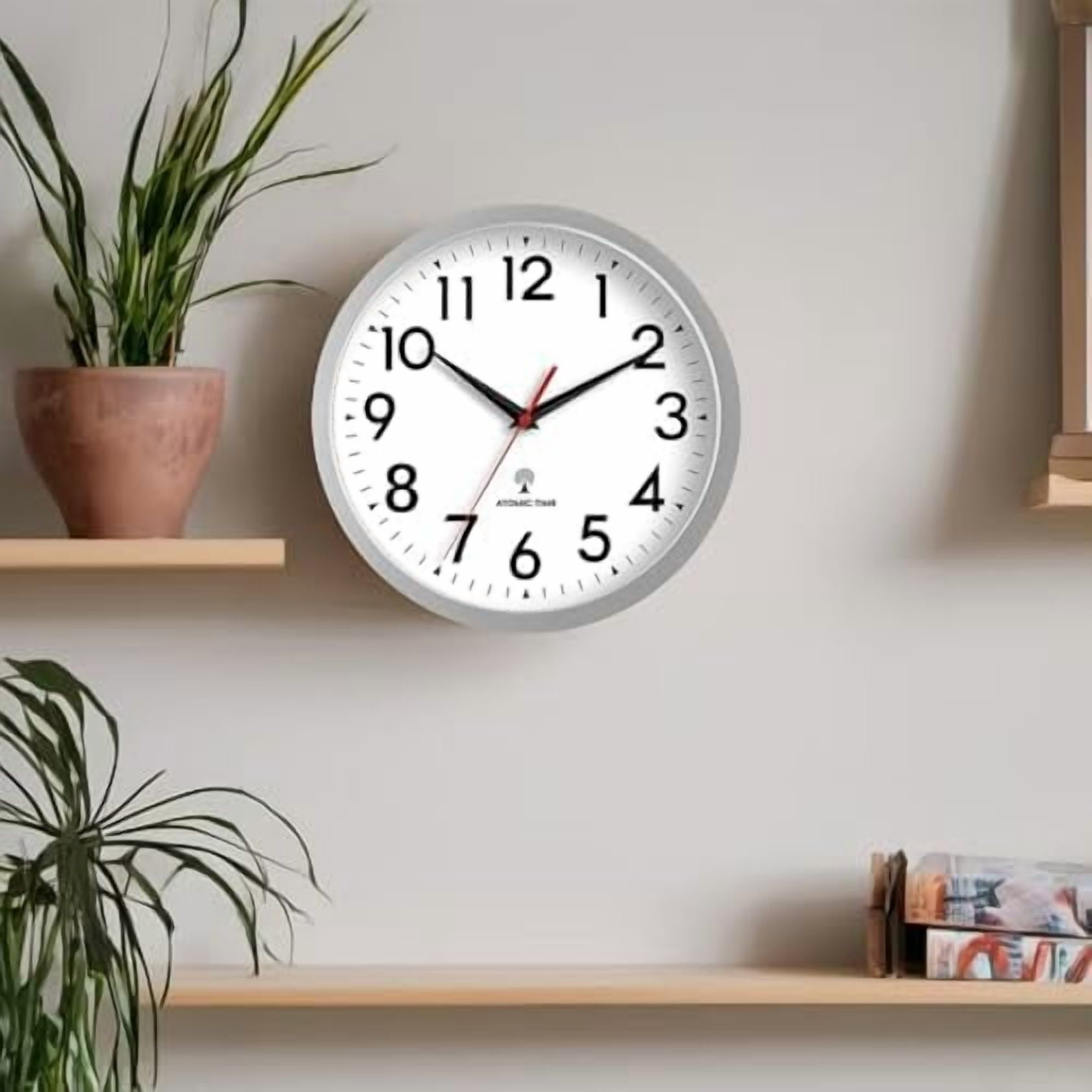 Atomic Wall Clock Analog 14 Inch Battery Operated Modern Decorative for ...