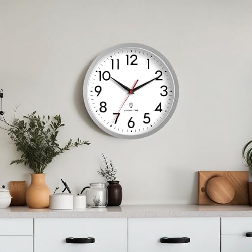 Atomic Wall Clock Analog 14 Inch Battery Operated Modern Decorative for ...