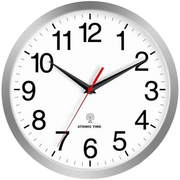 Atomic Wall Clock Modern 10 Inch Battery Operated Analog Clock ...
