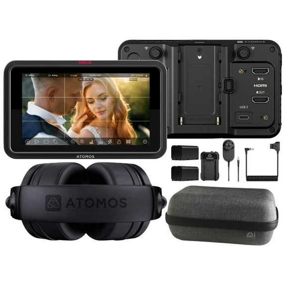 Atomos Ninja TX GO On-Camera Monitor Bundle with Universal Power Kit and StudioSonic ...