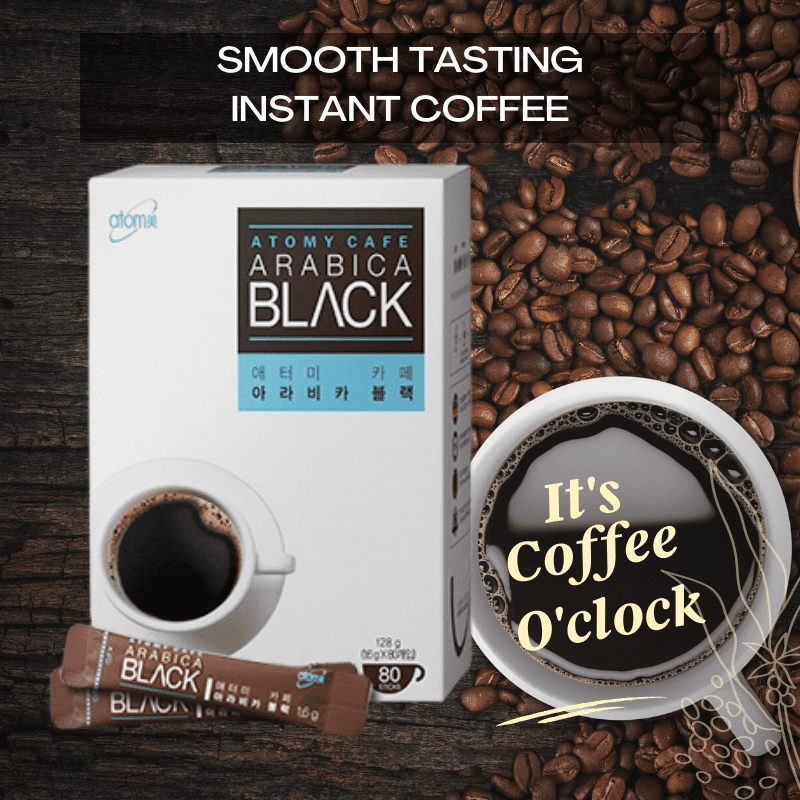 Atomy Cafe Arabica Black Instant 100% Coffee - 80 Sticks Mix Hot/Cold ...