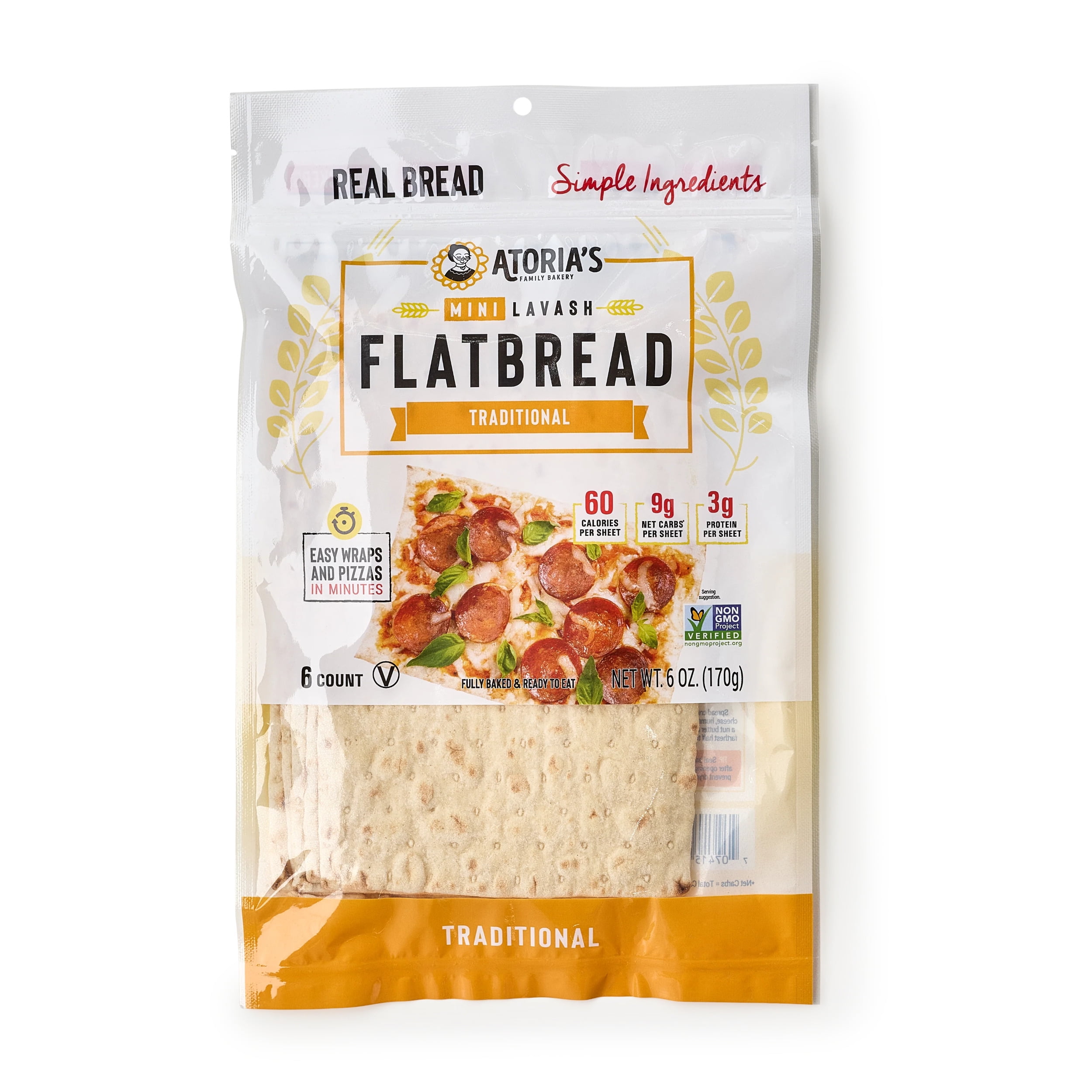 Atoria's Family Bakery Traditional Mini Lavash Flatbread 8-Packs of 6 ...