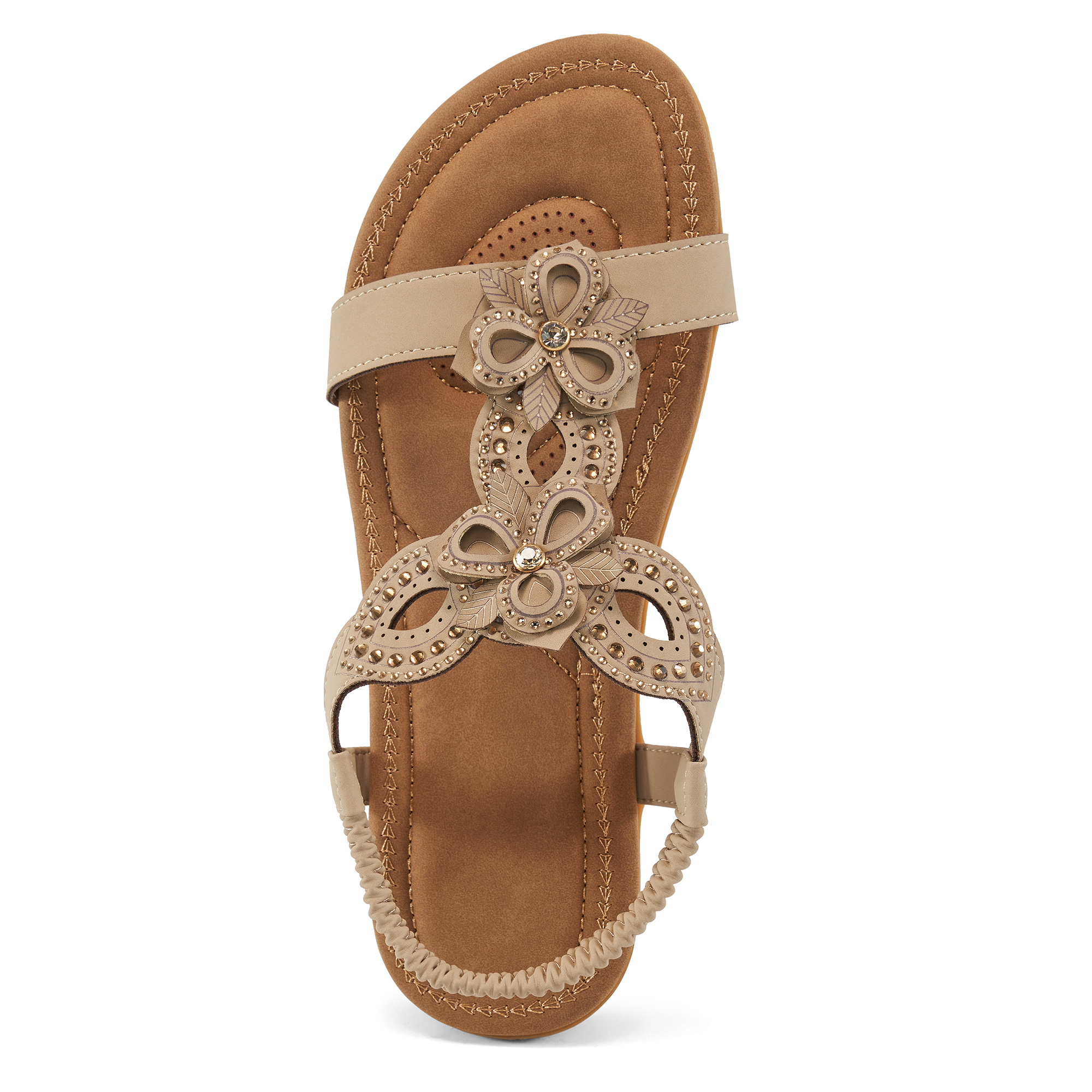 Atoshopce Summer Flat Sandals for Women Casual Flower Dressy Flats ...