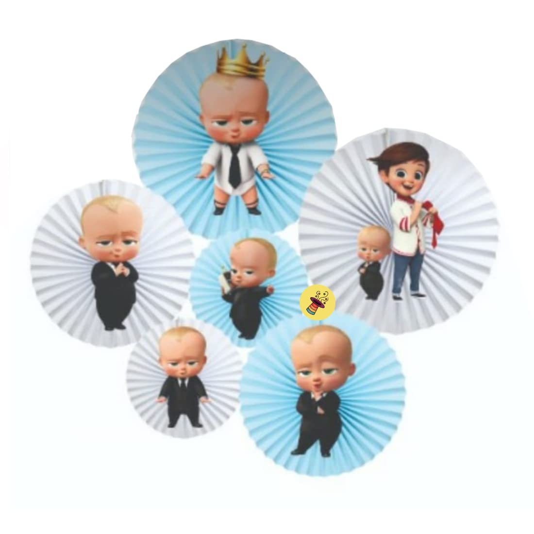 Atpata Funky Boss Baby Paper Fans 6 pcs for Kids Baby Boss Theme ...