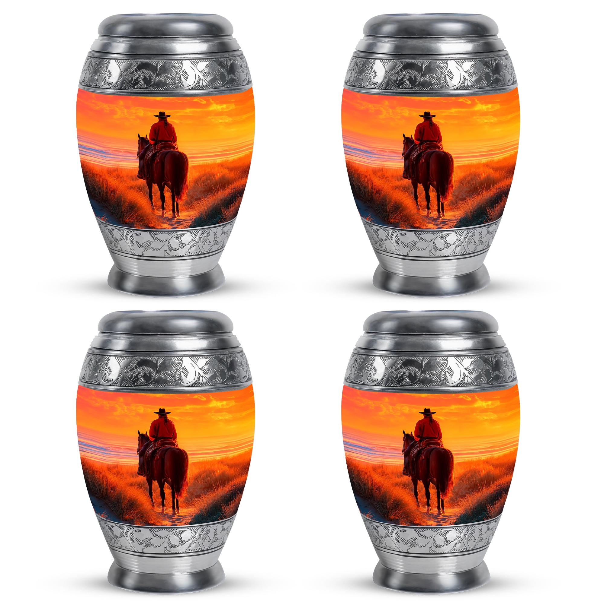 Atrikya Cowboy Keepsake Urn For Adult Female Ashes - Orange Cremation ...