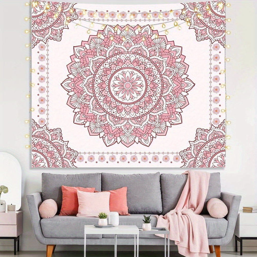 Atrippy Pink Boho Mandala Wall Tapestry – Vibrant Floral Art Decor ...
