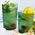 Atroviens 12 Oz Highball & 9 Embossed Ribbed Drinkware Set for Cocktail ...