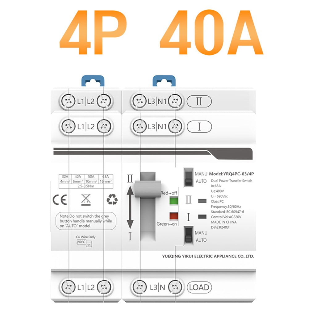 ATS Dual Power Automatic Transfer Switch 4P 32-63A For grid to ...