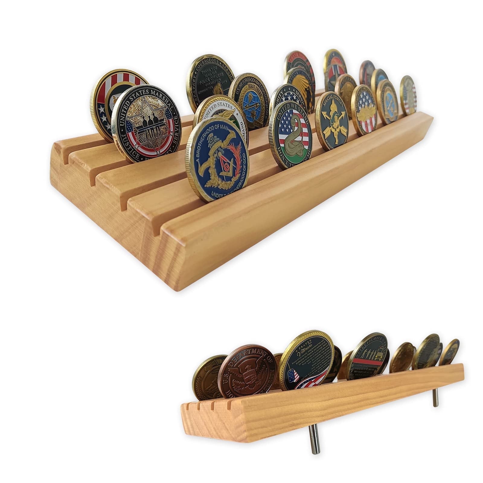 Atsknsk 4 Row Military Challenge Coin Display Holder Wood Challenge ...