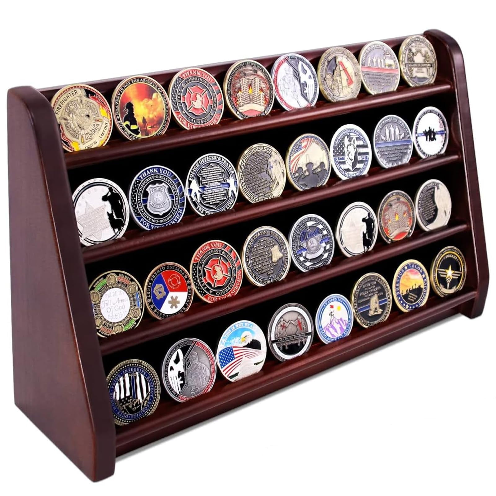 Atsknsk 4 Rows Military Wooden Challenge Coin Display Case Wall ...