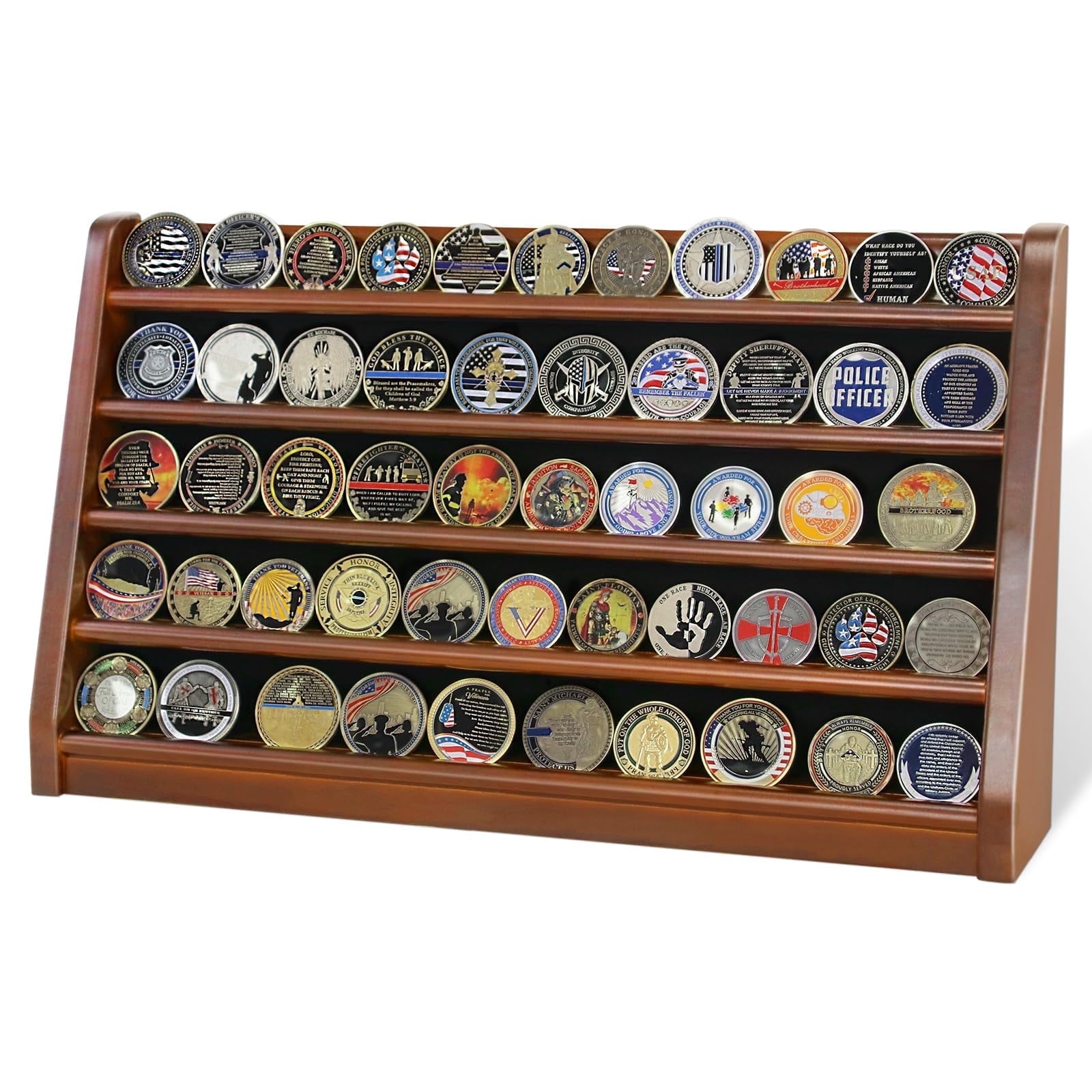 Atsknsk 5 Rows Challenge Coin Holder Display Stand Holds 50 Coins for ...